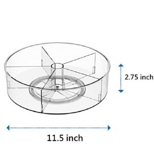 Plastic Round Lazy Susan Rotating Turntable Food Storage Container for Cabinet, Pantry, Refrigerator, Countertop, Spinning Organizer for Spices, Condiments, Baking Supplies 11.5'' 2 Packs