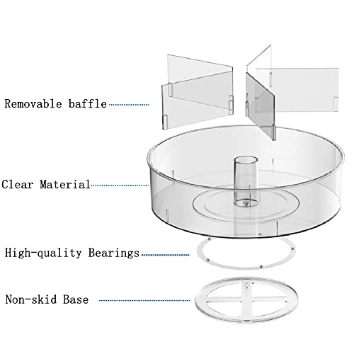 Plastic Round Lazy Susan Rotating Turntable Food Storage Container for Cabinet, Pantry, Refrigerator, Countertop, Spinning Organizer for Spices, Condiments, Baking Supplies 11.5'' 2 Packs