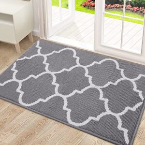 olanly indoor door mat, 20×32, non-slip absorbent resist dirt entrance mat, washable low-profile inside floor mat doormats for entryway, grey