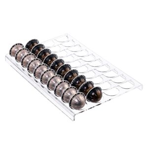 sumerflos coffee pod holder storage tray 15.75″ l x 10.23″ h for vertuoline capsule, drawer insert organizer holds 40 pods drawer of kitchen, home, office – clear