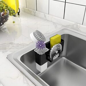 aockh 4 in 1 sponge holder kitchen sink caddy, sponge holder for kitchen sink,stainless steel brush sponge dishcloth sink stopper holder for kitchen,bathroom, no drilling