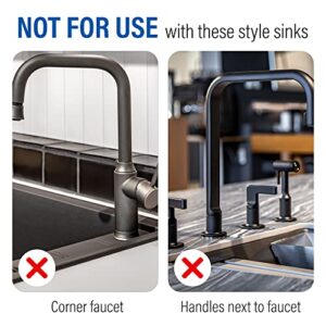 Kitchen Sink Splash Guard - Silicone Faucet Handle Drip Catcher Tray with Water Repellent Finish, 3 in 1 - Soap Dish, Sponge Holder & Drying Mat, Clear