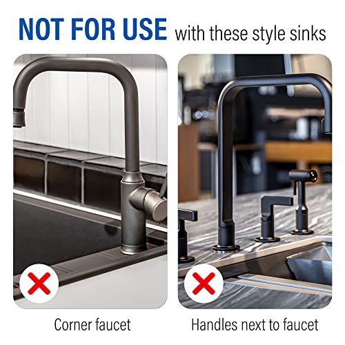 Kitchen Sink Splash Guard - Silicone Faucet Handle Drip Catcher Tray with Water Repellent Finish, 3 in 1 - Soap Dish, Sponge Holder & Drying Mat, Clear