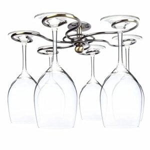 nagata wine glass rack under cabinet, 360° rotating wine glass holder, wine glass drying rack kitchen cabinet storage and wine cabinet decoration.