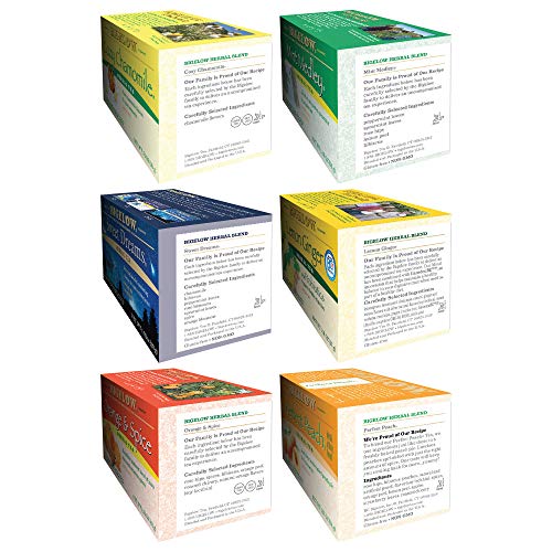 Bigelow Herbal Tea 6 Flavor Variety Pack, Caffeine Free, (Pack of 6) 118 Tea Bags Total