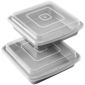 wilton recipe right non-stick 9-inch square baking pan with lid, set of 2