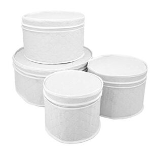 LAMINET 4 Piece Quilted Plate Storage Set - Holds Up to 48 Plates with Padded Inserts - WHITE