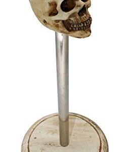 Rustic White Wood Skull Paper Towel Holder Stand Up Paper Towel Holder, Easy One-Handed Tear Kitchen Paper Towel Dispenser with Weighted Base for Standard Paper Towel Rolls ,Rustic White