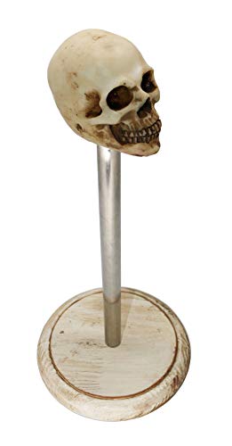 Rustic White Wood Skull Paper Towel Holder Stand Up Paper Towel Holder, Easy One-Handed Tear Kitchen Paper Towel Dispenser with Weighted Base for Standard Paper Towel Rolls ,Rustic White