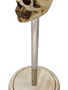 Rustic White Wood Skull Paper Towel Holder Stand Up Paper Towel Holder, Easy One-Handed Tear Kitchen Paper Towel Dispenser with Weighted Base for Standard Paper Towel Rolls ,Rustic White