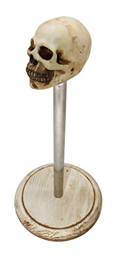 Rustic White Wood Skull Paper Towel Holder Stand Up Paper Towel Holder, Easy One-Handed Tear Kitchen Paper Towel Dispenser with Weighted Base for Standard Paper Towel Rolls ,Rustic White