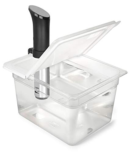 EVERIE Sous Vide Container 12 Quart EVC-12 with Collapsible Hinged Lid Compatible with Anova Nano or AN500-US00, Also Fits Instant Pot