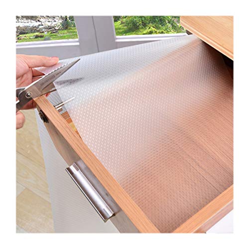 EVA Washable Waterproof Non-Adhesive Shelf Drawer Liner Roll for Refrigerator Kitchen Bathroom Cabinets Drawer Cupboard (Clear)