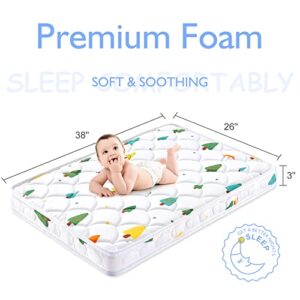 Noiseless Premium Foam Pack and Play Mattress Topper-Breathable and Odorless Playpen Mattresses Topper,Sturdy Edges and Non-Toxic Play Yard Mattress Pad Fits for Graco & Baby Trend & Pamo Babe Playard