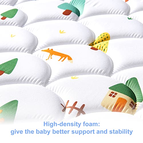 Noiseless Premium Foam Pack and Play Mattress Topper-Breathable and Odorless Playpen Mattresses Topper,Sturdy Edges and Non-Toxic Play Yard Mattress Pad Fits for Graco & Baby Trend & Pamo Babe Playard