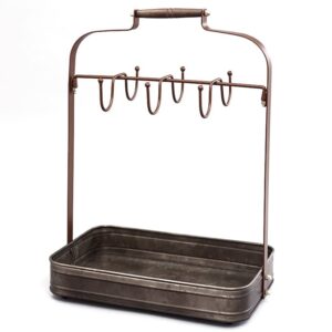 The Lakeside Collection Galvanized Metal Coffee Mug and Cup Holder with Storage Tray - Bronze