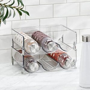 mDesign Stackable Plastic 3 Bottle Refrigerator Wine Rack - Kitchen Storage Organizer Holder for Storing Champagne, Wine, and Water Bottles - Stacking Wine Bottle Organizer for Fridge - 2 Pack - Clear