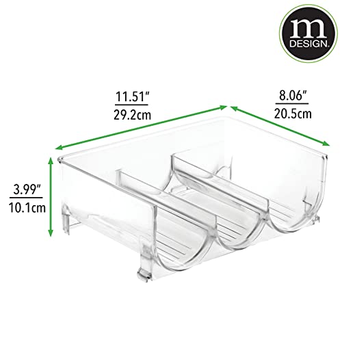 mDesign Stackable Plastic 3 Bottle Refrigerator Wine Rack - Kitchen Storage Organizer Holder for Storing Champagne, Wine, and Water Bottles - Stacking Wine Bottle Organizer for Fridge - 2 Pack - Clear