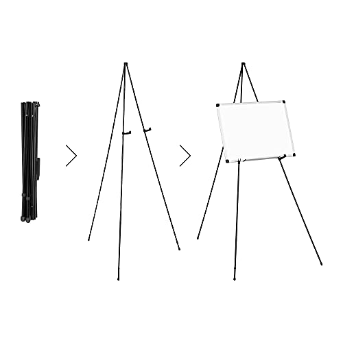 Amazon Basics Easel Stand, Instant Floor Poster, Lightweight, Collapsible and Portable with Tripod Base, Black Steel(supports 5 pounds)