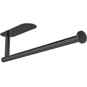 under cabinet paper towel holder – self adhesive paper towel roll holder wall mount, matte black stainless steel towel paper holder for kitchen, bathroom, cabinets