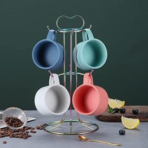 Berglander Rainbow Coffee Mug Holder, Stainless Steel Colorful Coffee Cup Holder Stand Easy to Hang and Take Avoid Crowded Collision Design, Beautiful Decoration Mug Rack Tree Easy to Clean