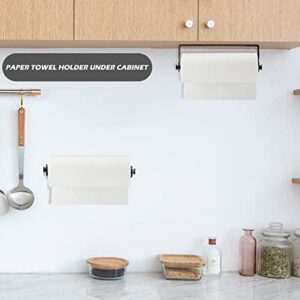 Black Paper Towel Holder Wall Mount,Adhesive or Drilling Paper Towel Holder Under Cabinet for Kitchen,Stainless Steel Hanging Paper Towel Holder