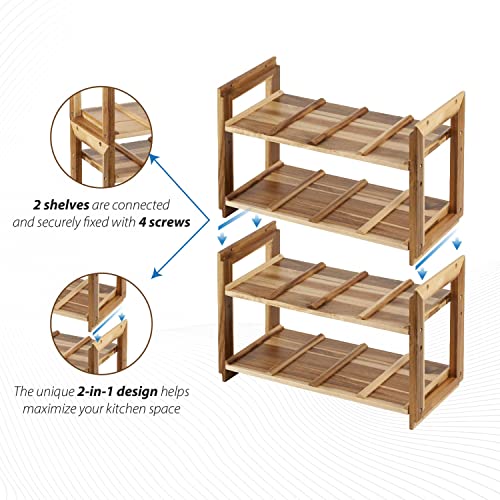 Water Bottle Organizer, 4 Tiered Freestanding Water Bottle Holder, Natural Wood Water Bottle Storage Rack, Freestanding Water Bottle Holder Rack for Kitchen Countertops, Holds 16 Bottles