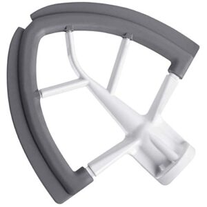 flex edge beater for kitchenaid tilt-head stand mixer, 4.5-5 quart flat beater paddle with flexible silicone edges bowl scraper, white