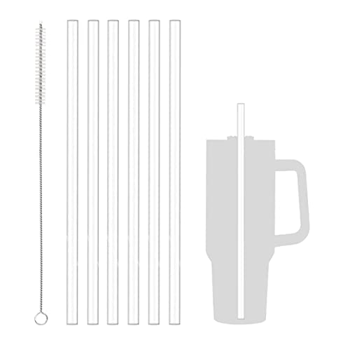 Replacement Straws for Stanley Adventure Travel Tumbler, 6 Pack Reusable Straws Plastic Straws with Cleaning Brush Compatible with Stanley 40oz Stanley Cup Stanley Water Jug