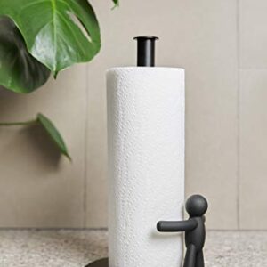 Umbra Buddy Paper Towel Holder Stand for Kitchen Countertop, Unique Dispenser, 7.16 Inch L x 7.16 Inch W x 13.25 Inch H, Black