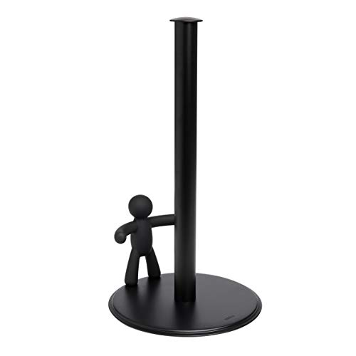 Umbra Buddy Paper Towel Holder Stand for Kitchen Countertop, Unique Dispenser, 7.16 Inch L x 7.16 Inch W x 13.25 Inch H, Black