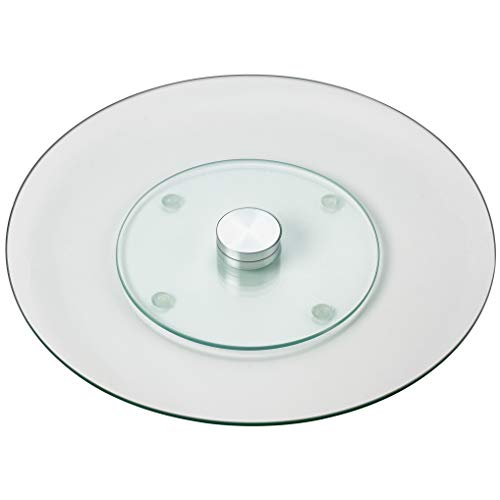 12 Inch Round Lazy Susan Turntable, Tempered Glass Rotating Tray, Serving Plate/Dining Table Top/Spices storage holder (Clear)