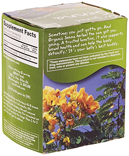 NOW Foods, Certified Organic Senna Tea, Caffeine Free, Relieving, Non-GMO, Premium Unbleached Tea Bags with No-Staples Design, 24-Count