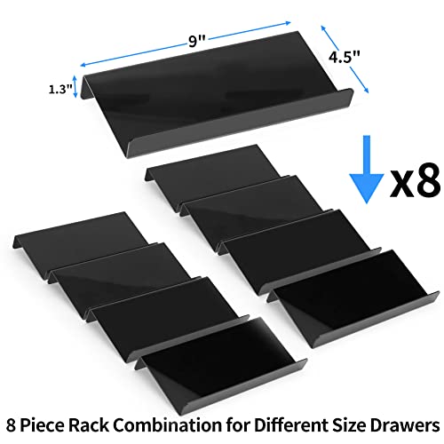 Spice Drawer Organizer, Black Acrylic 4 Tier 2 Set Expandable From 9" to 18" Seasoning Jars Drawers Insert, Kitchen Spice Rack Tray for Drawer/Countertop(Jars not included)