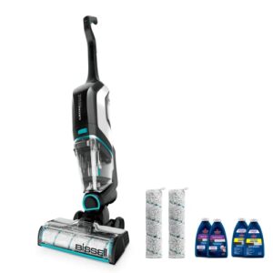 bissell, 2554a crosswave cordless max all in one wet-dry vacuum cleaner and mop for hard floors and area rugs, black/pearl white with electric blue accents