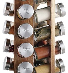 Orii 20 Jar Spice Rack with Spices Included - Tower Organizer for Kitchen Spices and Seasonings, Free Spice Refills for 5 Years (Natural Acacia Wood)