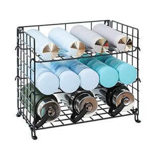 x-cosrack adjustable water bottle organizer,3-tier wall-mounted water bottle holder, stackable water bottle storage rack for kitchen countertop,pantry, cabinet,black,3-tier medium