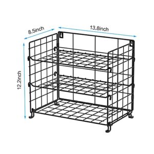 X-cosrack Adjustable Water Bottle Organizer,3-Tier Wall-Mounted Water Bottle Holder, Stackable Water Bottle Storage Rack for Kitchen Countertop,Pantry, Cabinet,Black,3-Tier Medium