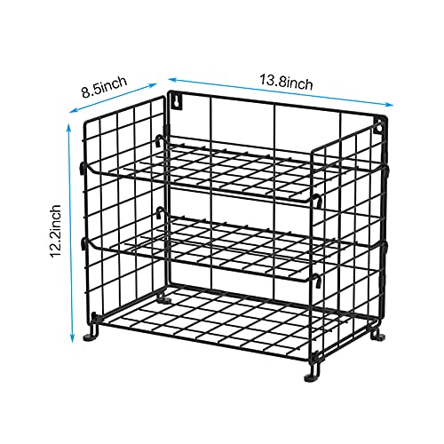 X-cosrack Adjustable Water Bottle Organizer,3-Tier Wall-Mounted Water Bottle Holder, Stackable Water Bottle Storage Rack for Kitchen Countertop,Pantry, Cabinet,Black,3-Tier Medium