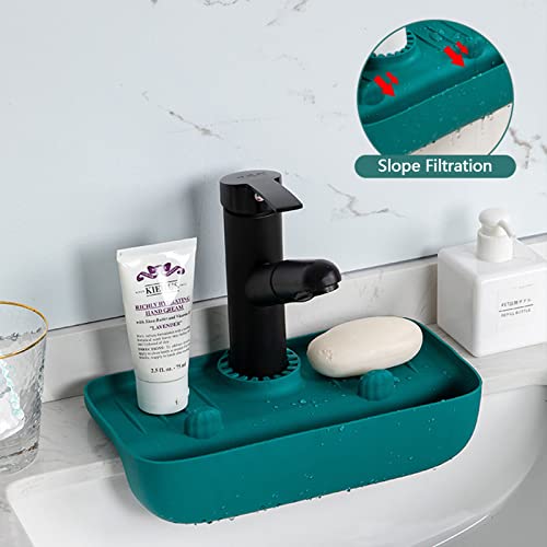 PKHOUHYI Sink Drain Storage Rack, 1 PC Silicone Storage Rack Mat,Kitchen Fast Draining Drying Storage Rack Mat for Faucet to Keep Sponge,Soap,Brush in Dry (1 Pack White Sink Drain Rack)