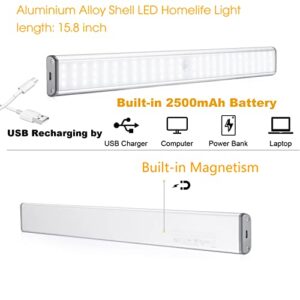 MOSTON Super Bright Rechargeable Closet Lights 78 LED Homelife Motion Sensor Night Lighting for Under Cabinet,Counter.Built-in 2500mAh Battery Powered Cordless Magnetic Lamp Stick on Anywhere