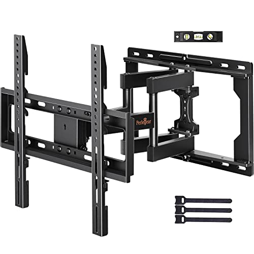 Perlegear Full Motion TV Wall Mount Bracket Swivel Articulating Extension Tilt Arms for 26-65 inch Flat Curved TVs, Max VESA 400x400mm up to 99lbs,16" Wood Studs,PGMFK4