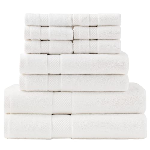 BEDSURE White Bath Towels Set for Bathroom - 2 Bath Towels, 2 Hand Towels, 6 Washcloths, Cotton Hotel Quality Absorbent 10 Pack Bath Linen Towel Sets