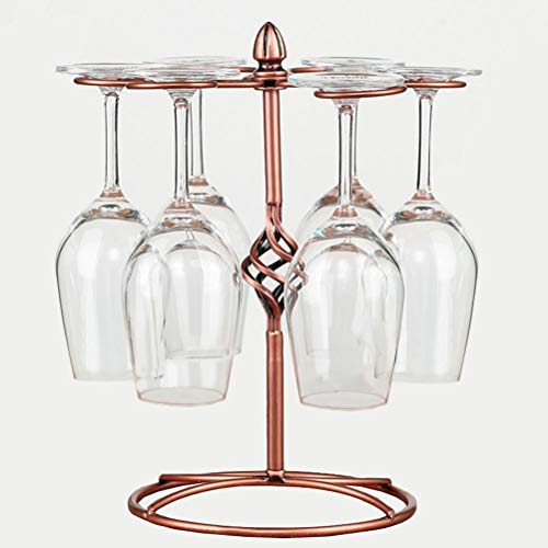 Wine Glass Rack, Countertop Wine Glass Holder, Elegant Freestanding Tabletop Stemware Storage Rack/Wine Glass Stand Racks Holder with 6 Hooks Kitchen Glasses Accessories for Home Bar Storage, Bronze