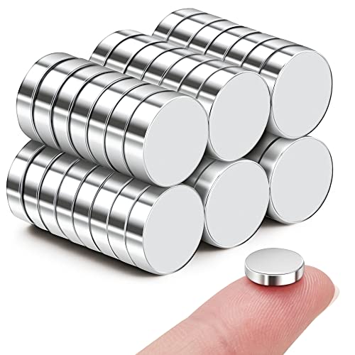 SMARTAKE 45 Pcs Refrigerator Magnets, Small Round Fridge Magnets, Multi-Use Premium Neodymium Office Magnets for Fridge, Whiteboard, Billboard in Home, Kitchen, Office and School (Silver)