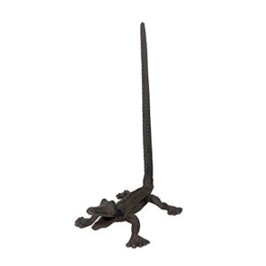 alligator cast iron animal paper towel holder bath tissue toilet roll jewelry organizer free-standing bronze rustic decor crocodile 11-inch