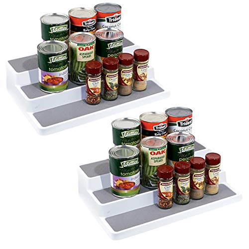 YCOCO 3-Tier Spice Rack Step Shelf Cabinet Non Skid Kitchen Organizer Waterproof 2 Pack