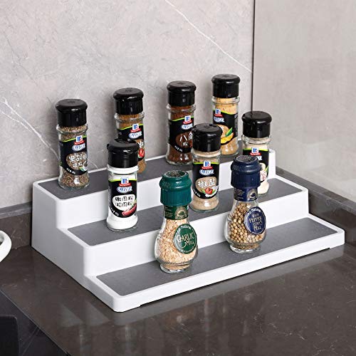 YCOCO 3-Tier Spice Rack Step Shelf Cabinet Non Skid Kitchen Organizer Waterproof 2 Pack