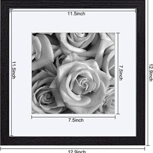 eletecpro 12x12 Picture Frames Black Set of 9, Wooden Square Frame Displays 8x8 with Mat and 12x12 without Mat, Poster Frame for Wall Hanging