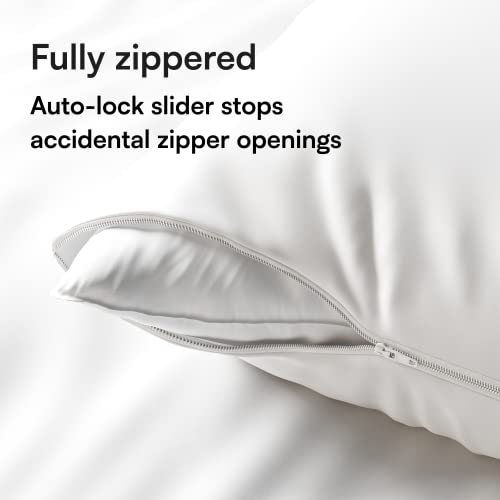 4 Pack Waterproof Pillow Protectors Standard 20x26 Inches Smooth Zipper Premium Encasement Covers Quiet Cases Set White 100% Liquid Protection